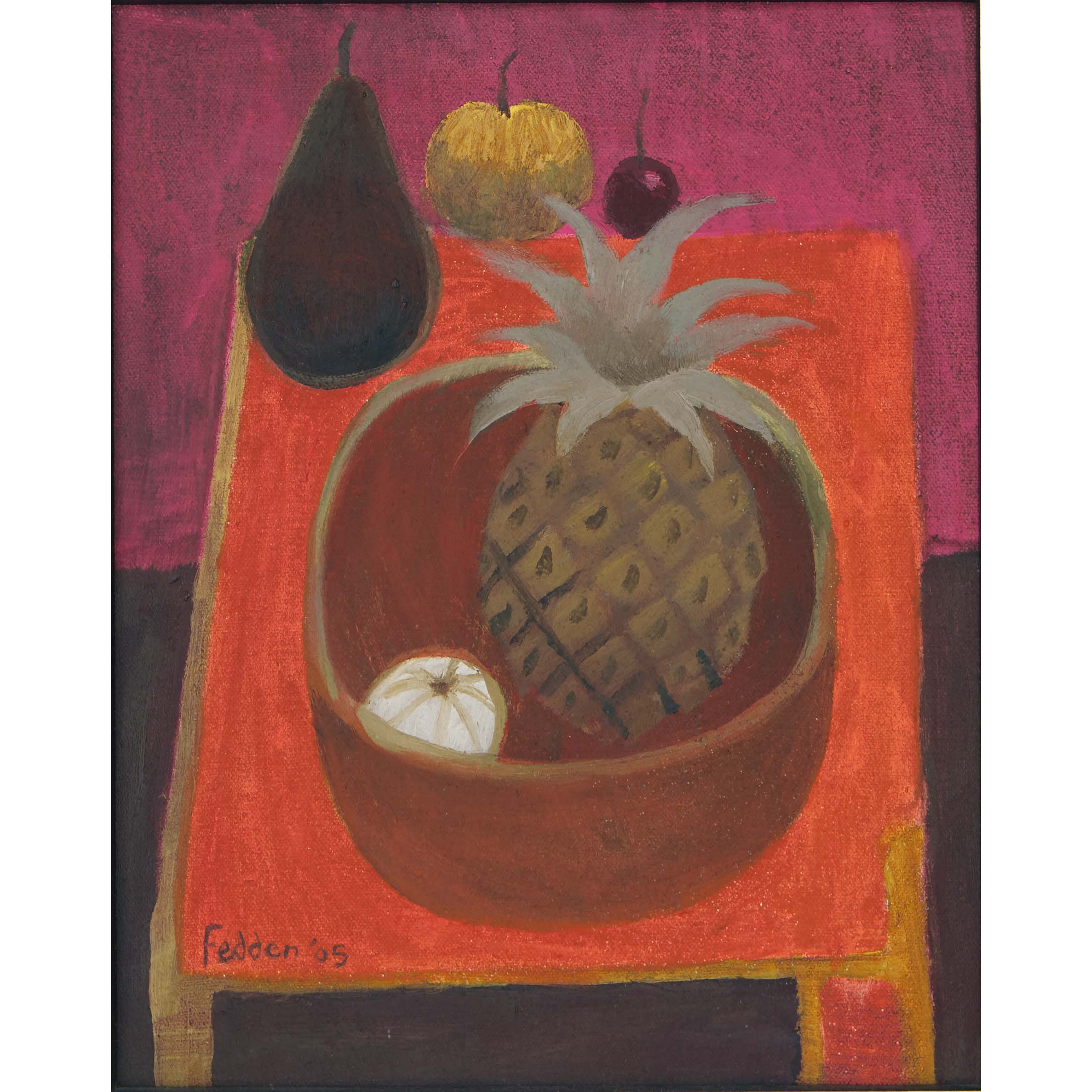 Mary Fedden. Pineapple. Oil painting for sale.