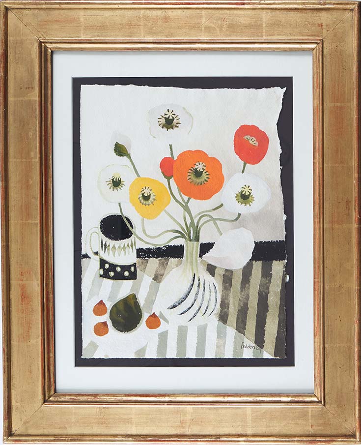 Mary Fedden. Poppies. Gouache / watercolour painting for sale.