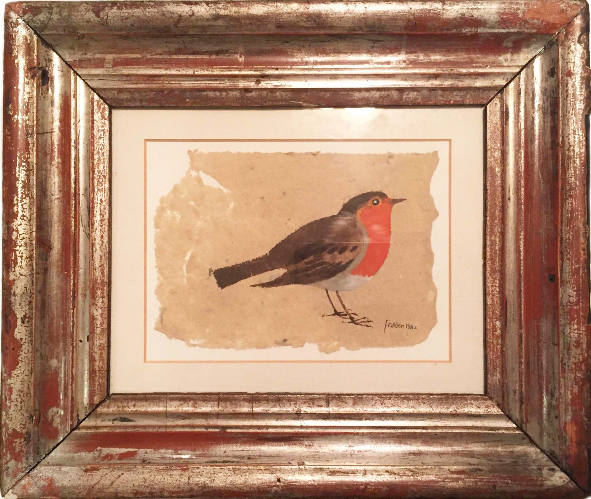 Mary Fedden. Robin. Gouache / watercolour painting for sale.