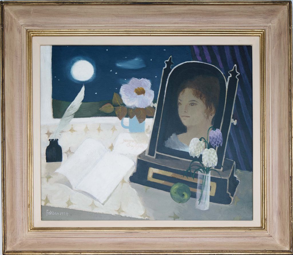 Mary Fedden artist. The letter. Oil painting for sale. Onegin opera