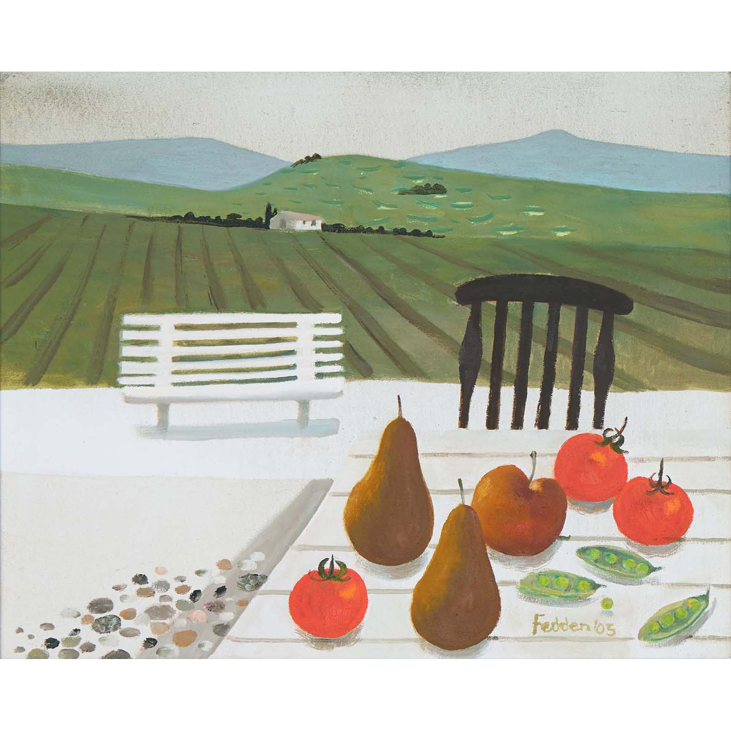 Mary Fedden. Tuscan landscape. Oil painting for sale.
