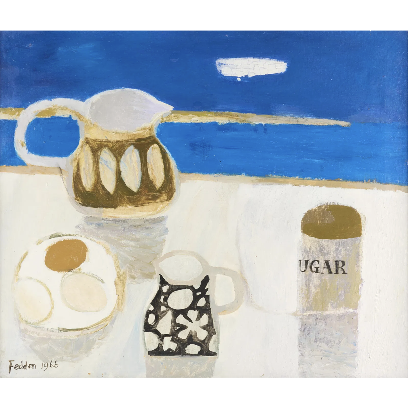 Mary Fedden. Still life with jugs 1966. Large oil painting